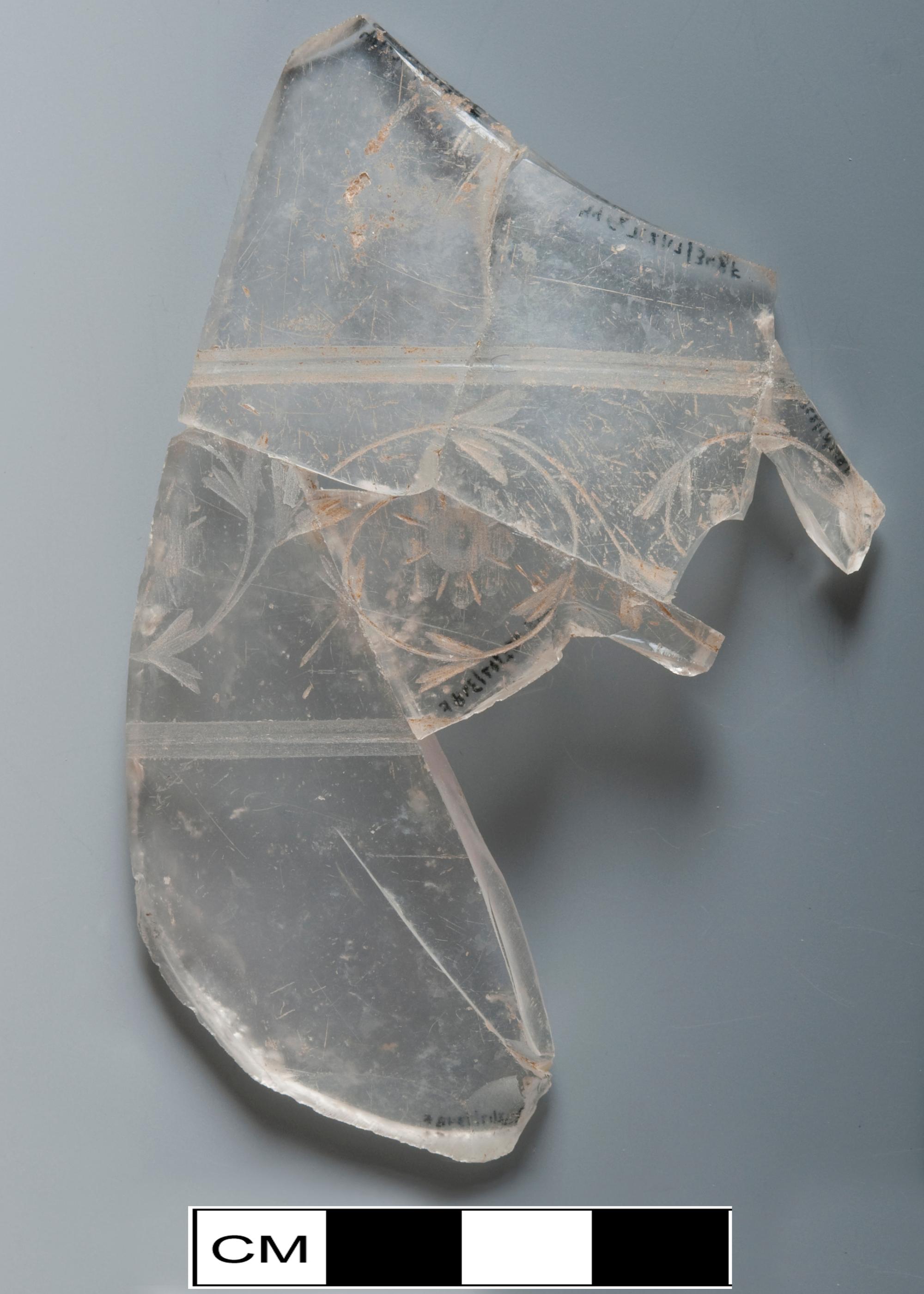 Copper-wheel engraved decanter body. | George Washington's Mount Vernon