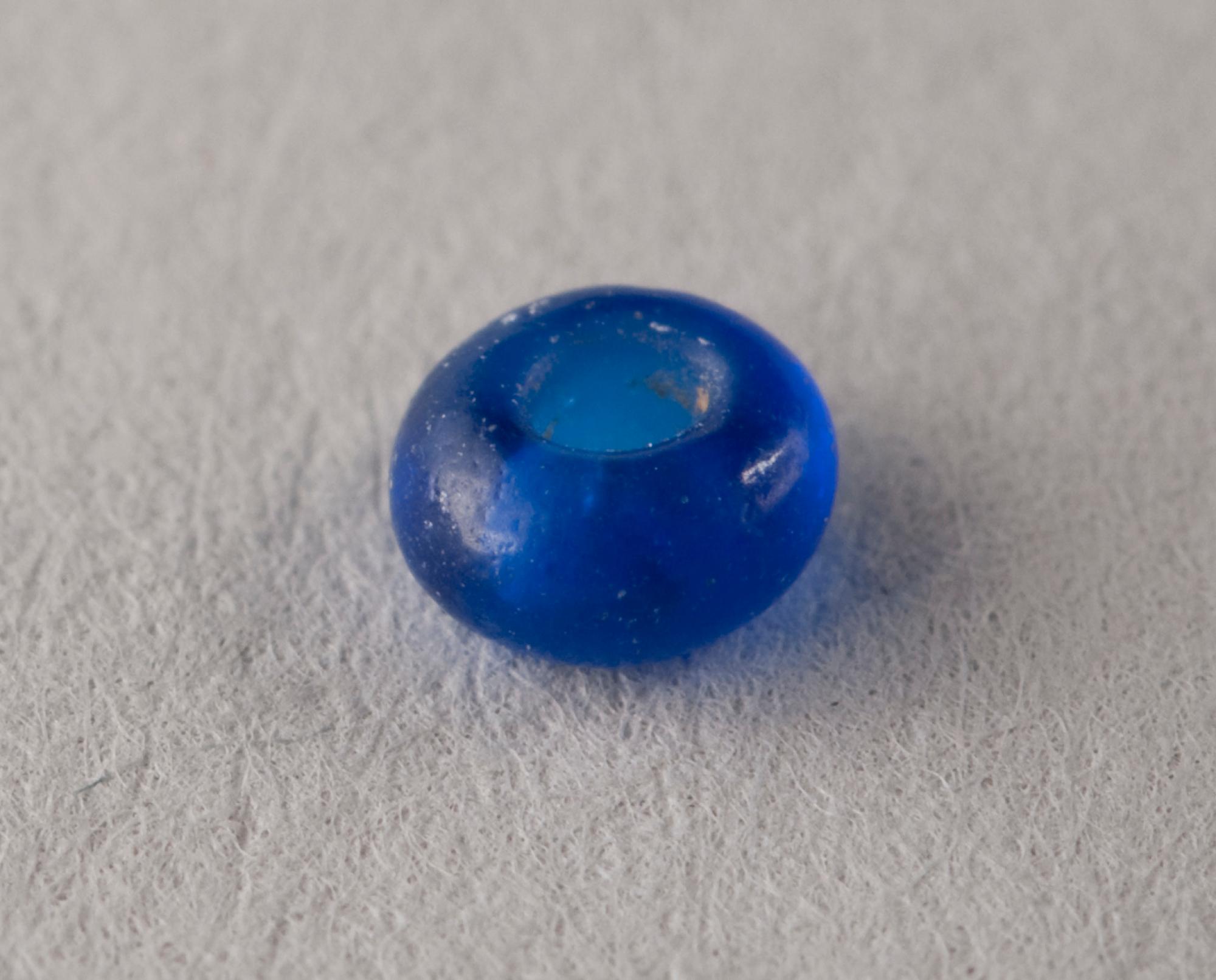 Drawn, simple, sub-spherical, blue bead. | George Washington's Mount Vernon