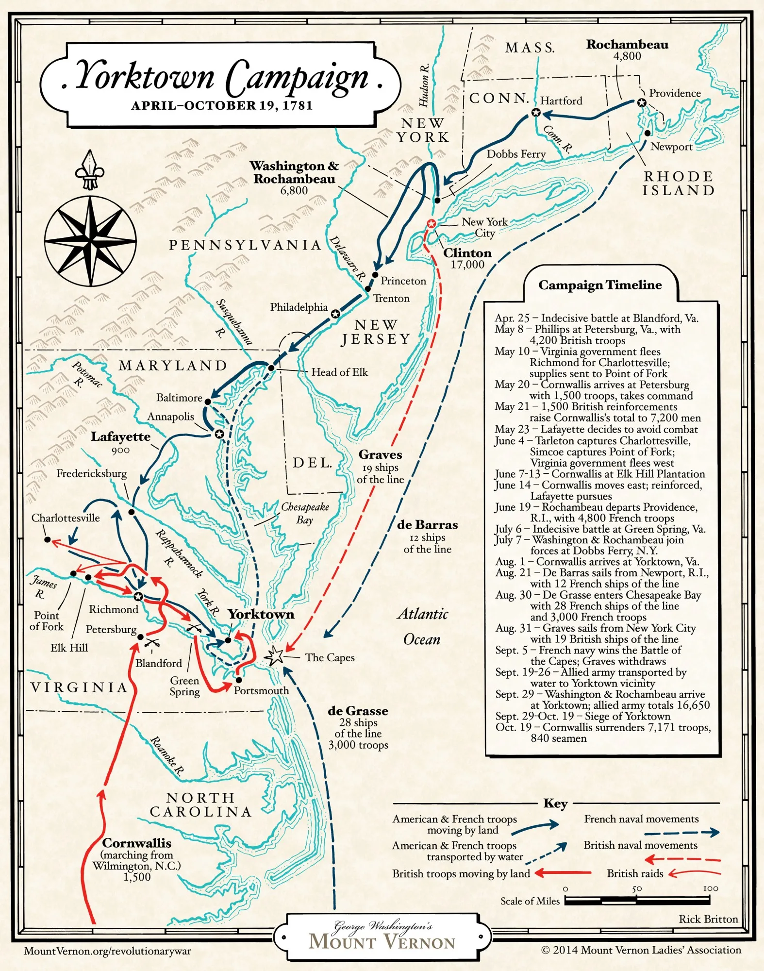 Map: The Yorktown Campaign of 1781 | George Washington's Mount Vernon
